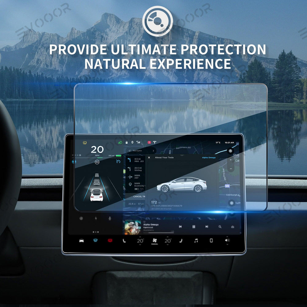 16" Front & Rear 9H Tempered Glass Screen Protector for Tesla Model Y ...